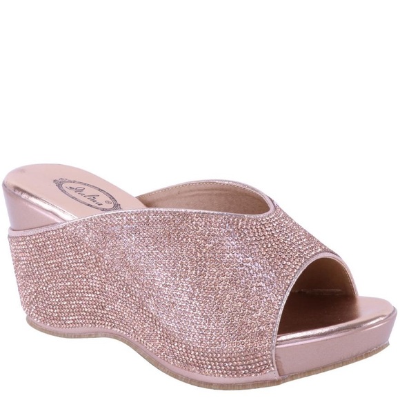Italina | Shoes | New Italina Rose Gold Rhinestone Embellished Wedge ...